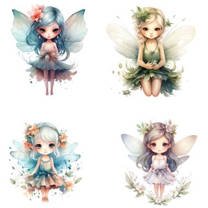 Floral Chibi Fairy Clip Art, 14 High Quality Images, Digital Paper ...