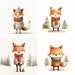 Christmas Foxes Clip Art, 15 High Resolution PNG Images, Digital ...