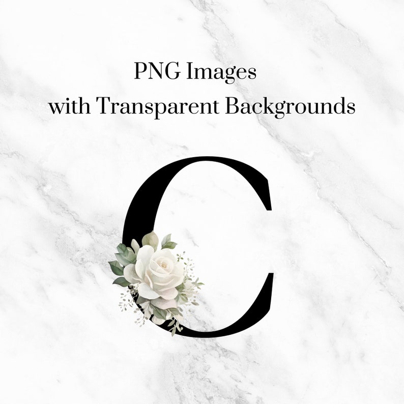 Black and White Floral Letter Clip Art, Decorative Alphabet, Ornate ...