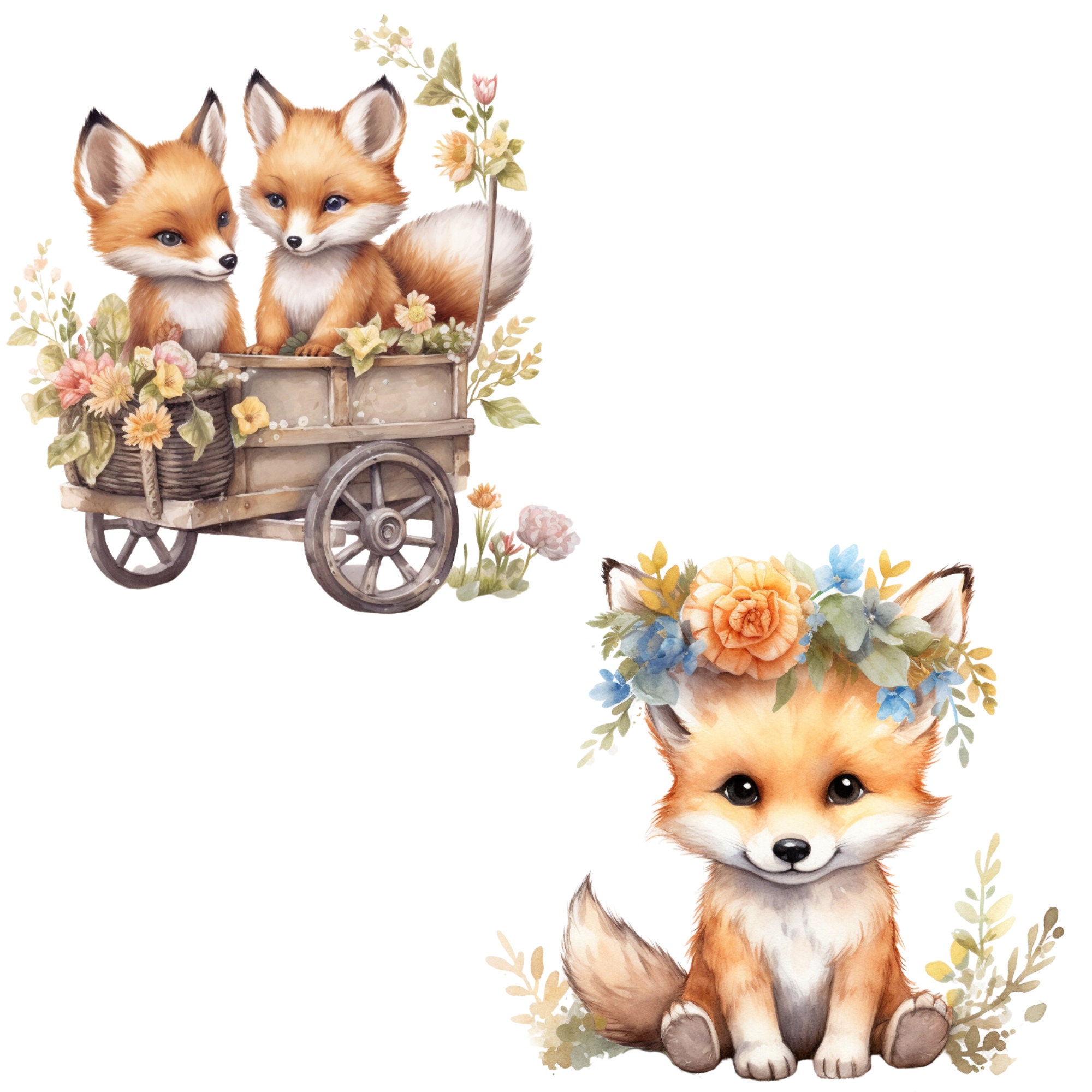 Cute Fox Clip Art Version III, 14 High Quality Images, Digital Download ...