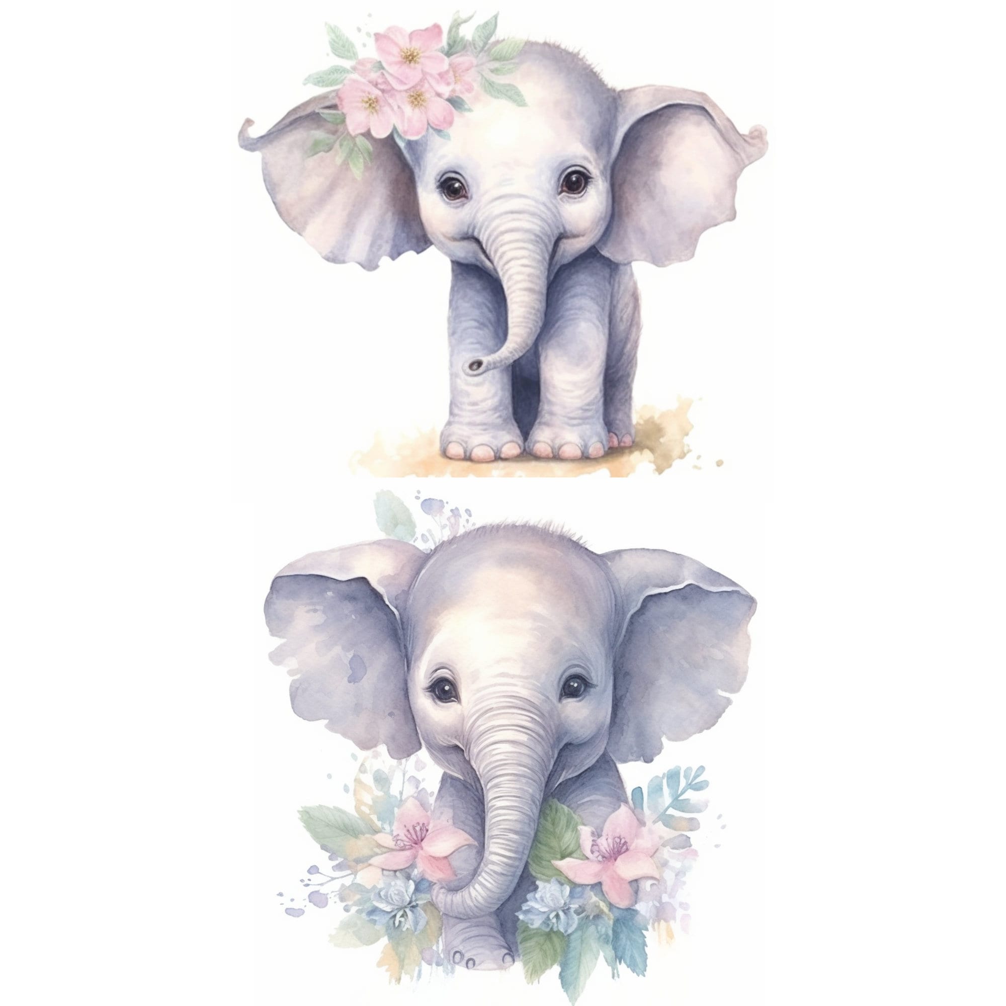 Baby Elephant Clip Art, High Resolution Images, Digital Download ...