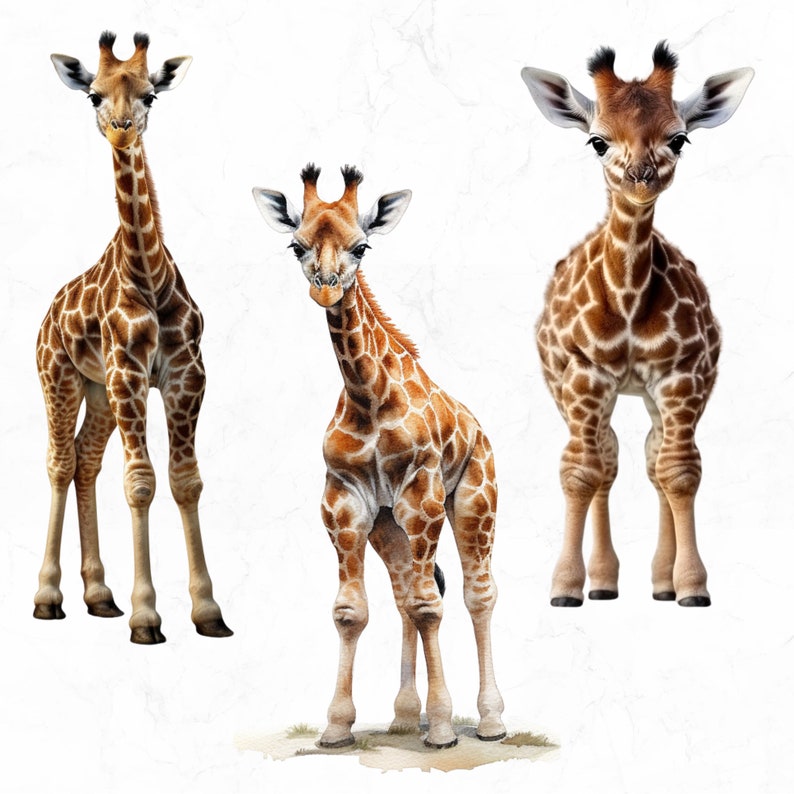 Giraffe Watercolor Clipart, Cute Clip Art, Zoo Animals, Transparent ...