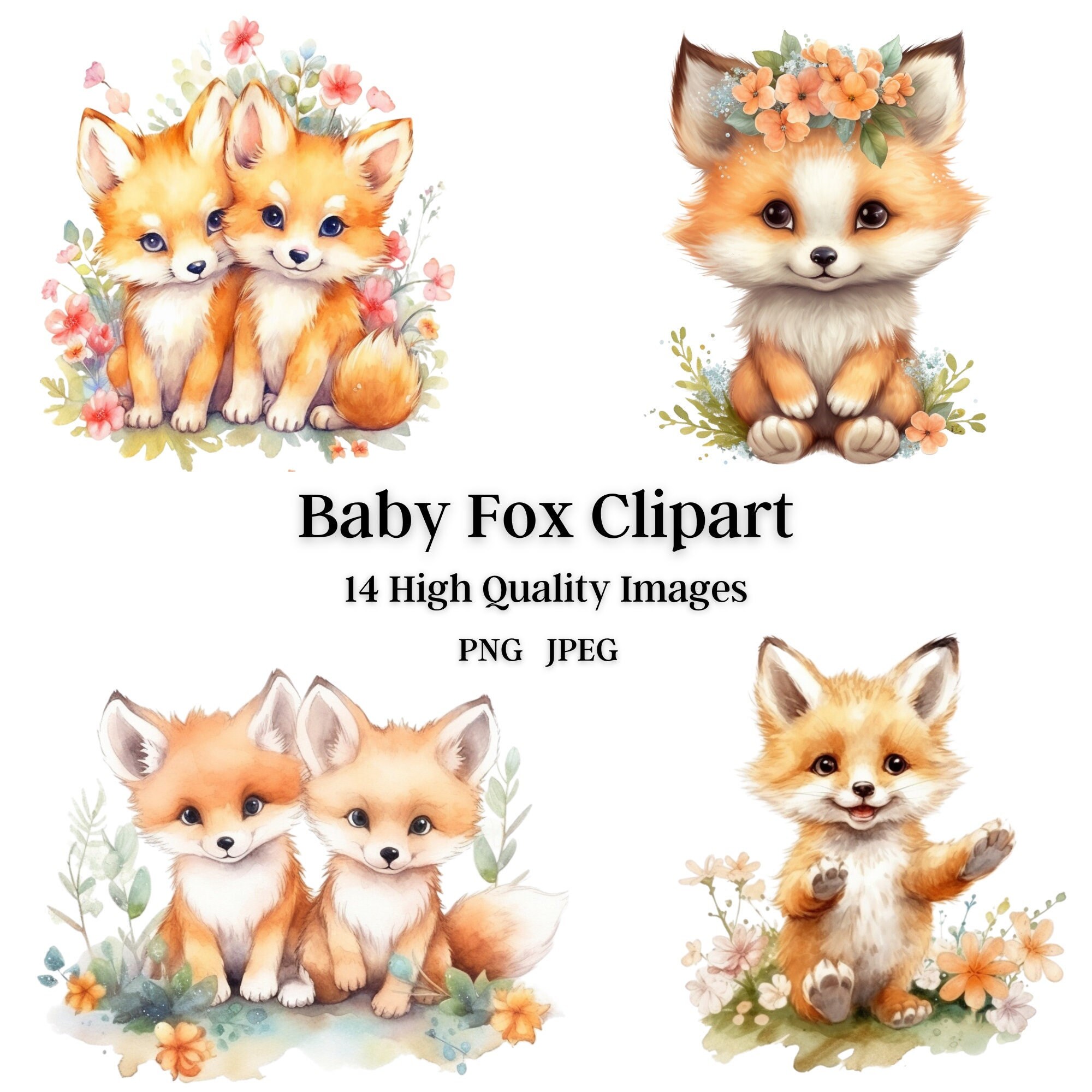 Cute Fox Clip Art Version III, 14 High Quality Images, Digital Download ...