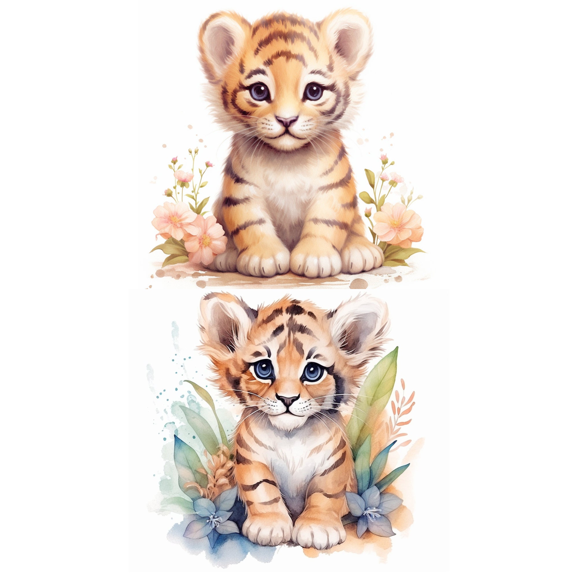 Cute Tiger Cub Clip Art 15 High Quality Images Digital - Etsy
