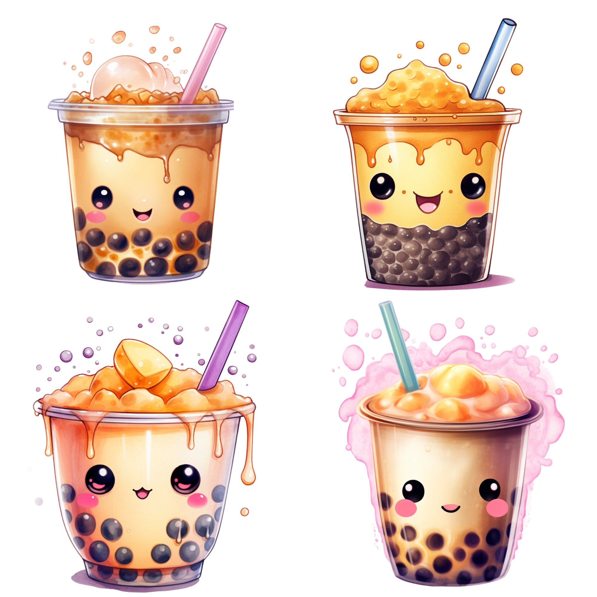 Boba Clip Art, 16 High Quality Images, Digital Download, Digital Paper ...