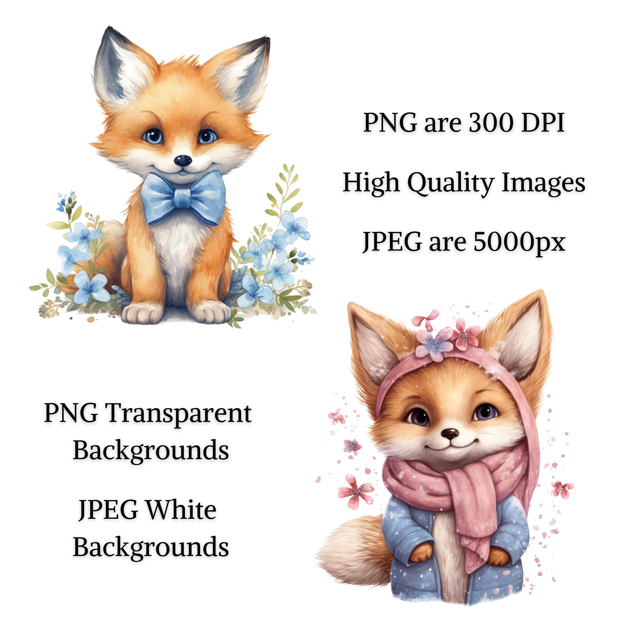 Cute Fox Clip Art Version III, 14 High Quality Images, Digital Download ...