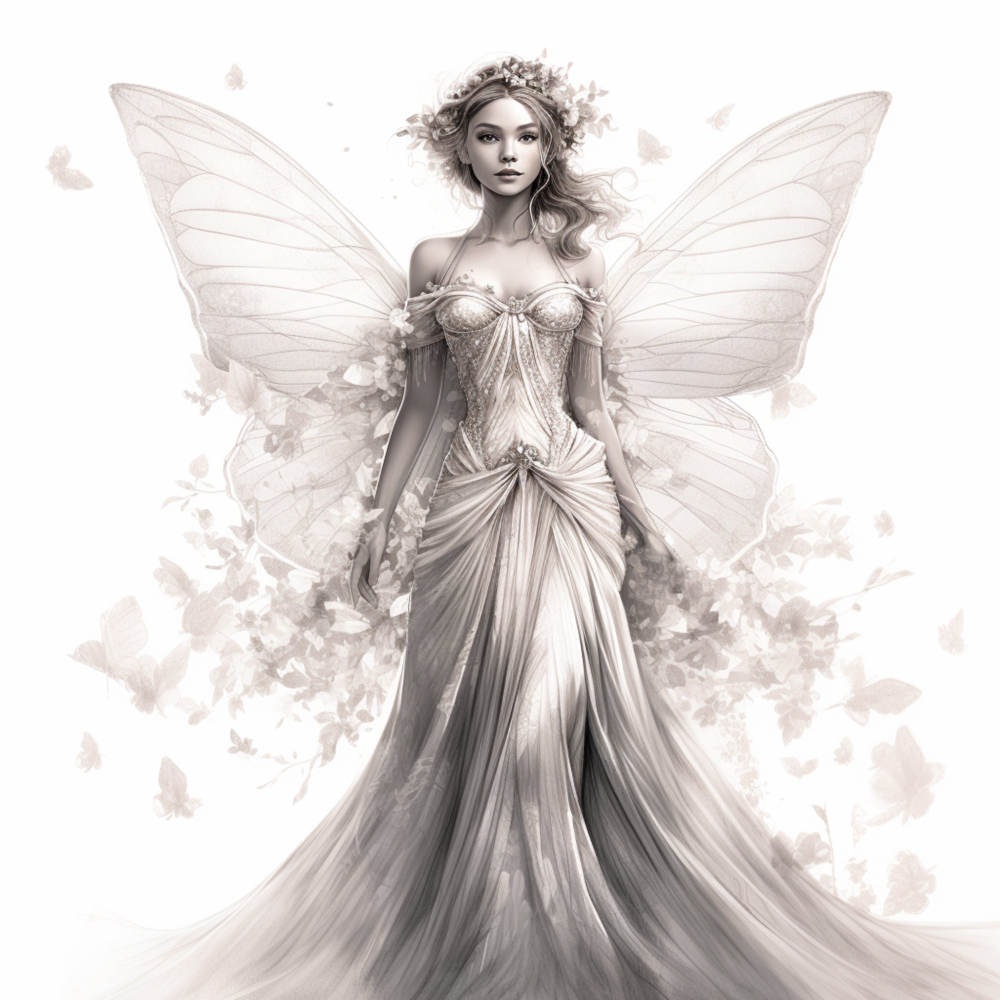 Fairies, Black and White, Digital Download, Clip Art, Journals ...