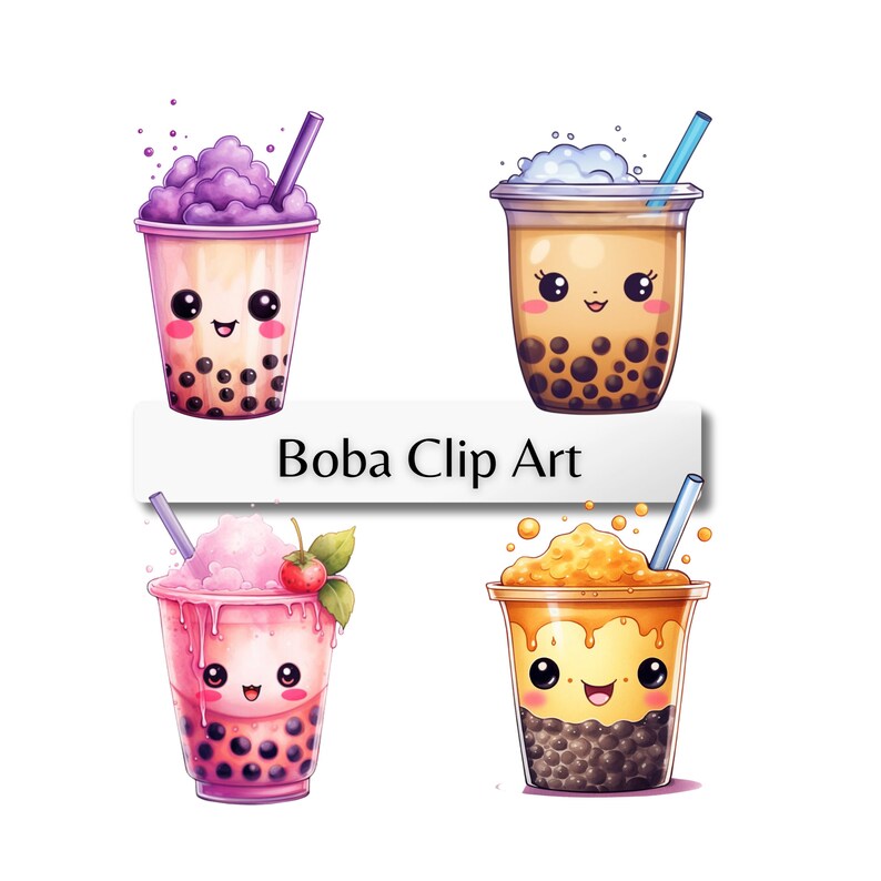 Boba Clip Art, 16 High Quality Images, Digital Download, Digital Paper ...