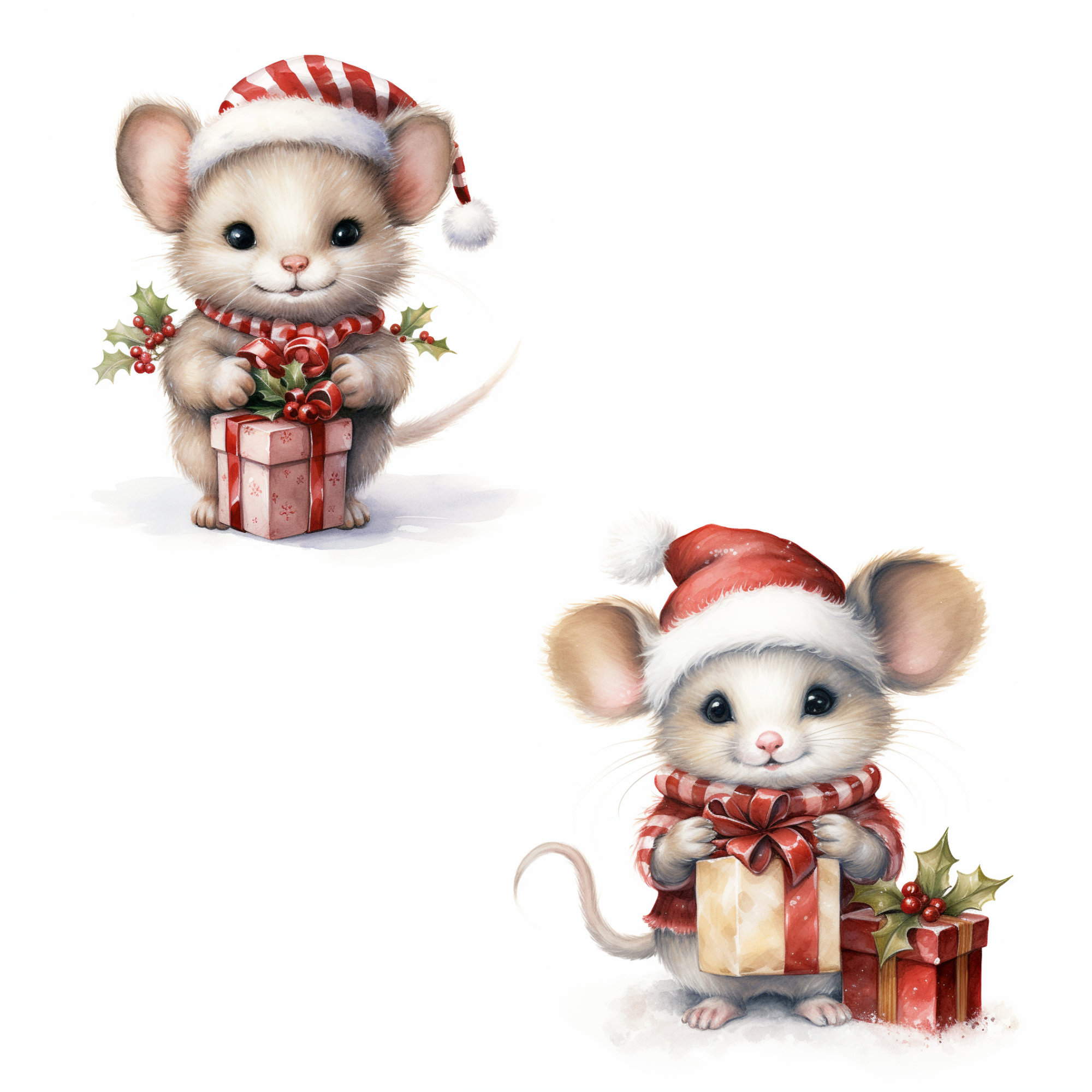 Christmas Mice Clip Art, 10 High Resolution PNG Images, Digital ...