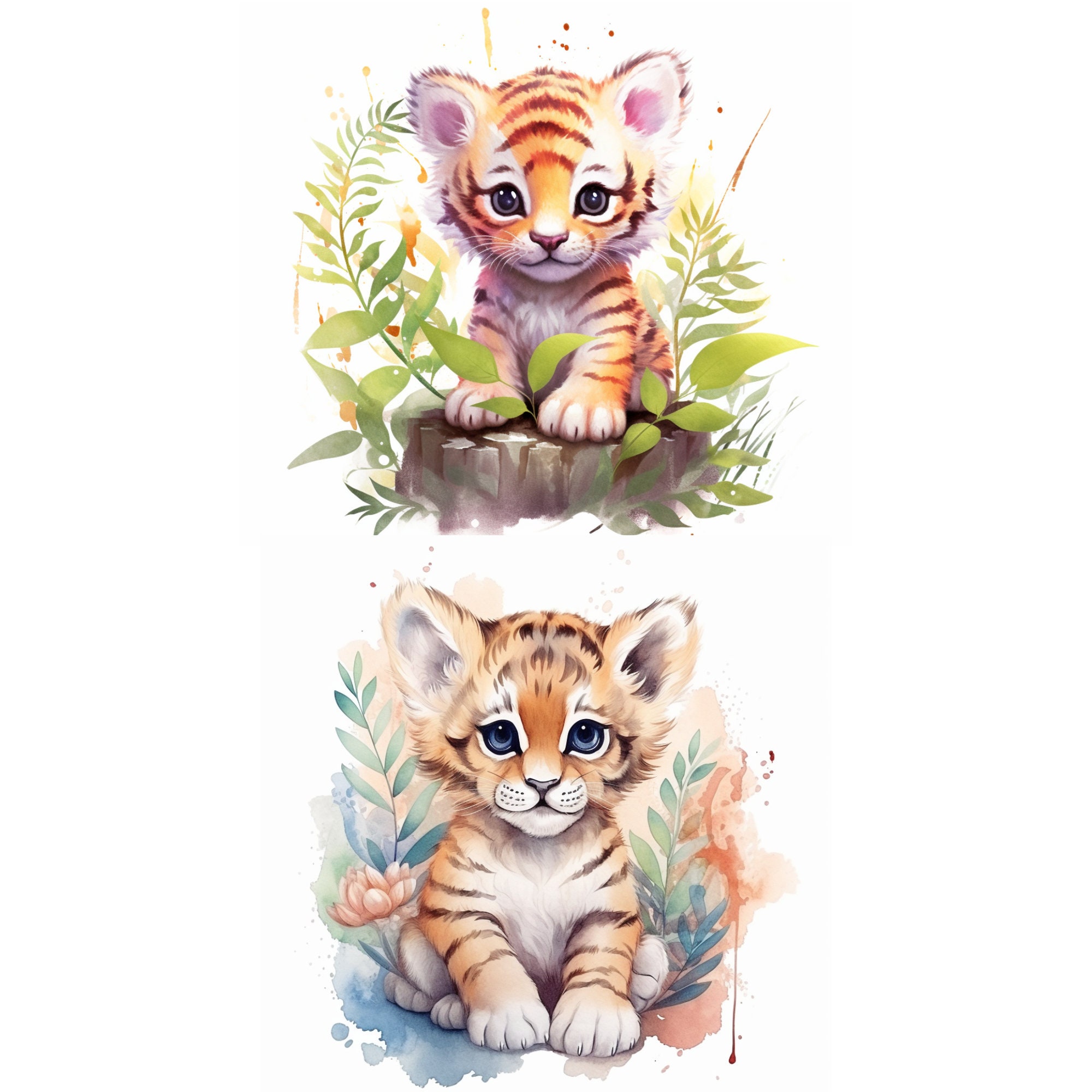 Cute Tiger Cub Clip Art, 15 High Quality Images, Digital Download ...