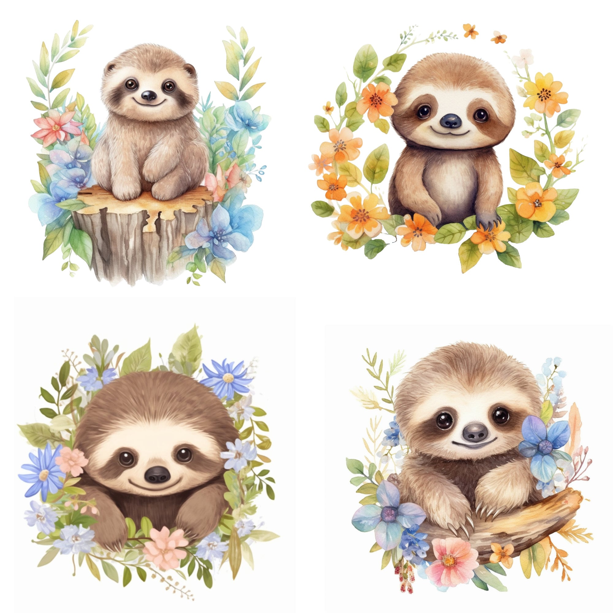 Baby Sloth Clip Art, 25 High Quality Images, Digital Download, Digital ...