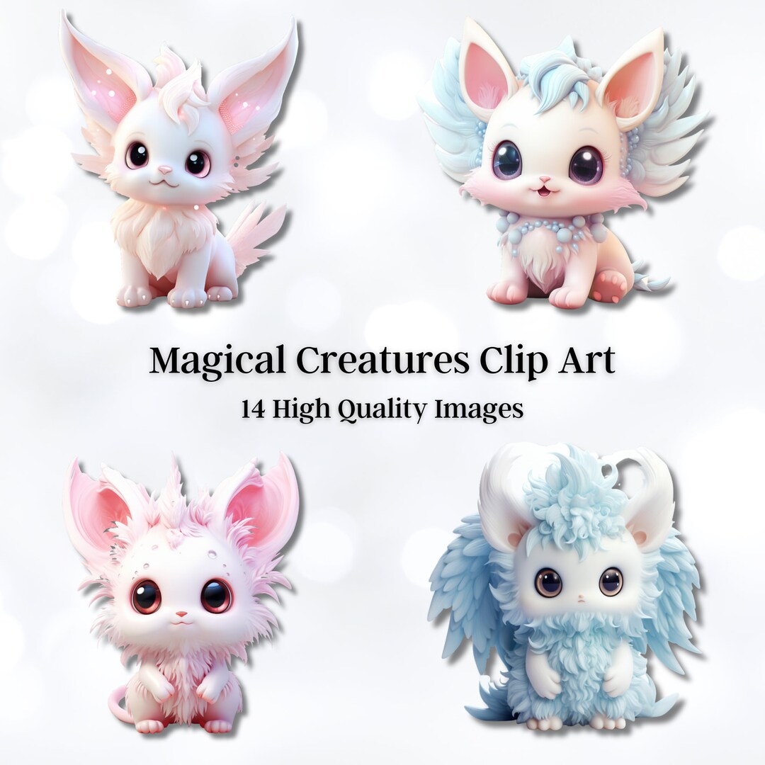 Magical Creatures Clip Art, 14 High Quality Images, Digital Paper ...