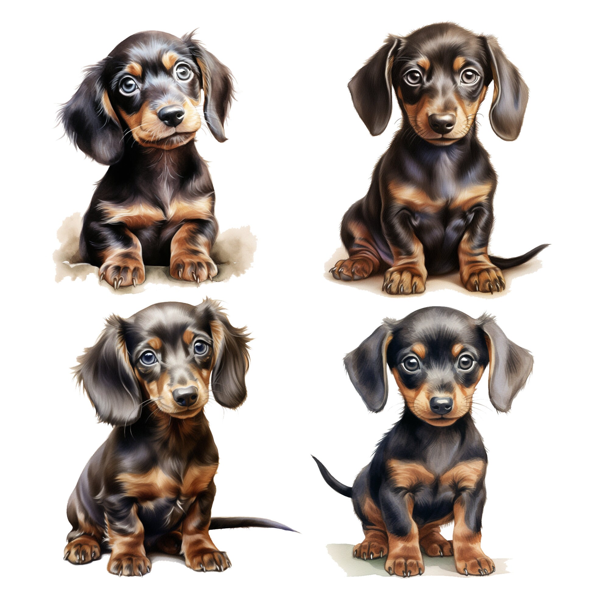 Dachshund Puppies, PNG, Digital Download, Digital Paper, Invitations ...