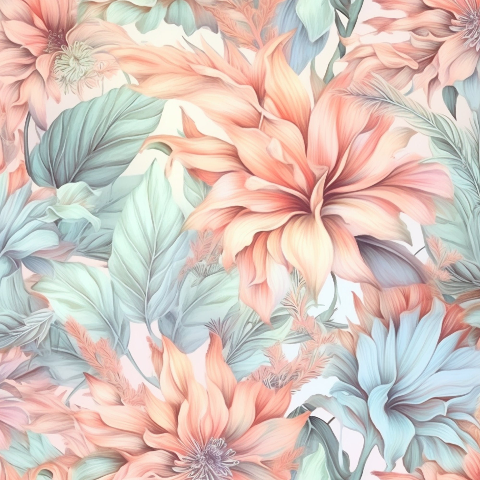Floral Digital Paper, Digital Download, Clip Art, Colorful Illustration ...