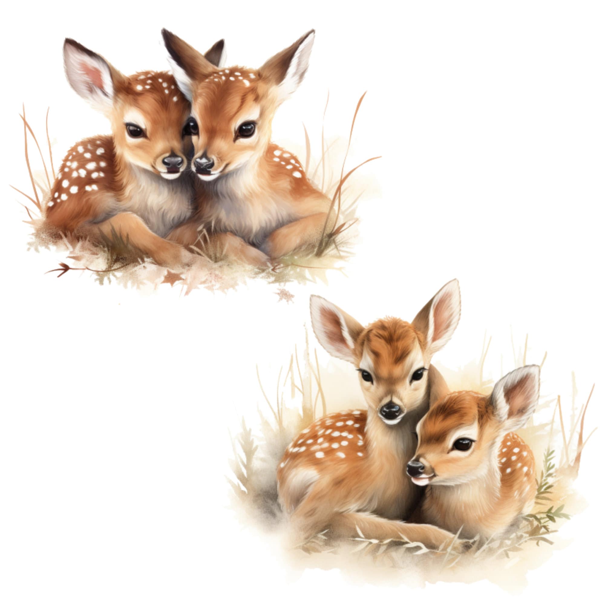 Cute Fawns, Clip Art, Digital, Stickers, Sublimation, Transparent PNG ...