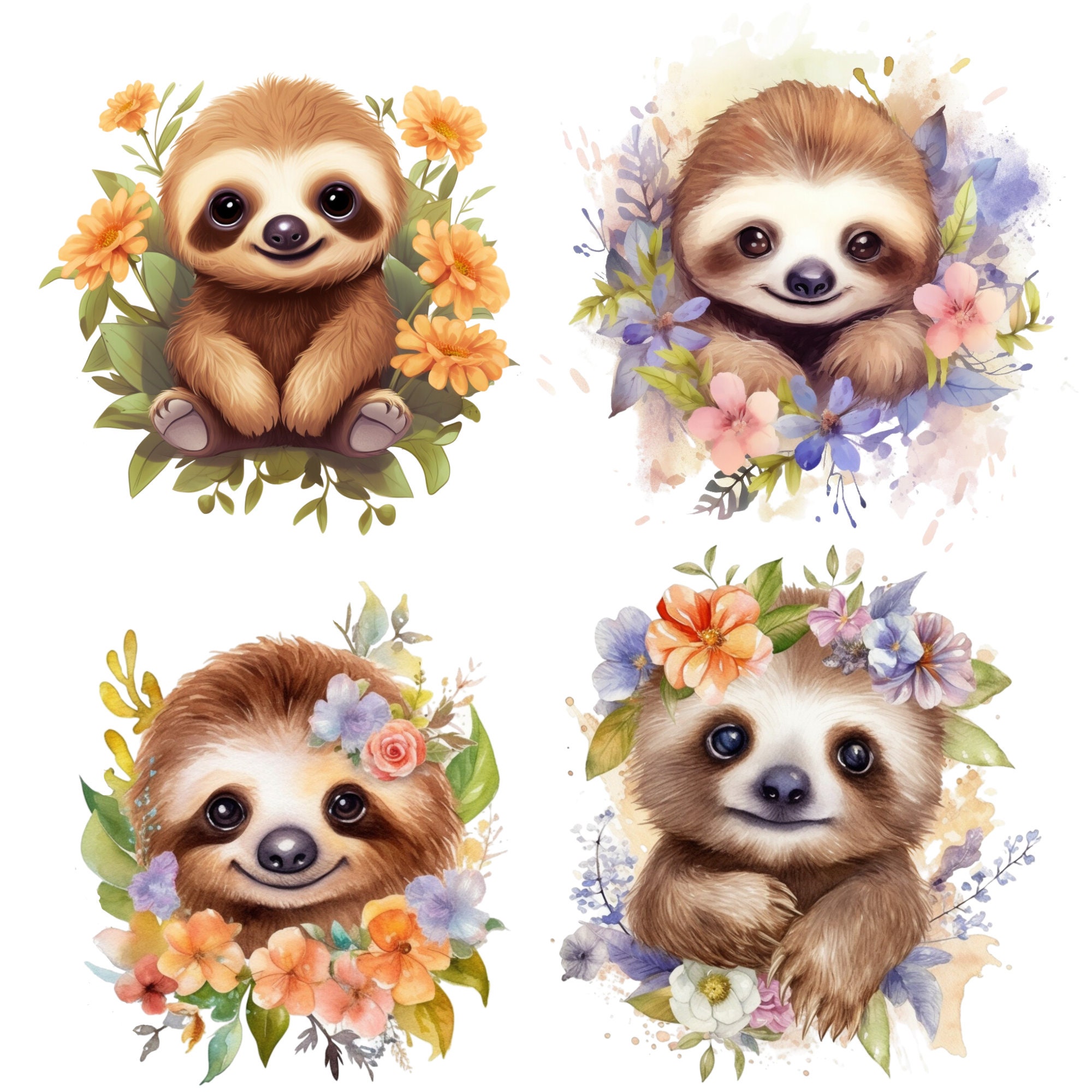 Baby Sloth Clip Art, 25 High Quality Images, Digital Download, Digital ...