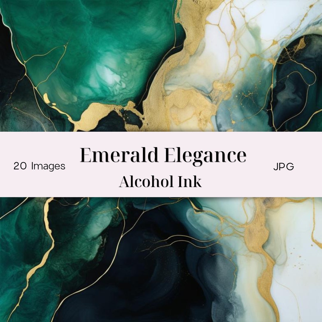Alcohol Ink Digital Paper, Emerald, Green, Botanical, Clip Art, Digital ...