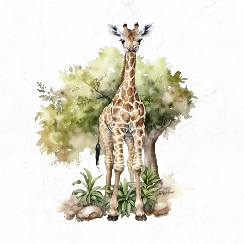 Giraffe Watercolor Clipart, Cute Clip Art, Zoo Animals, Transparent ...