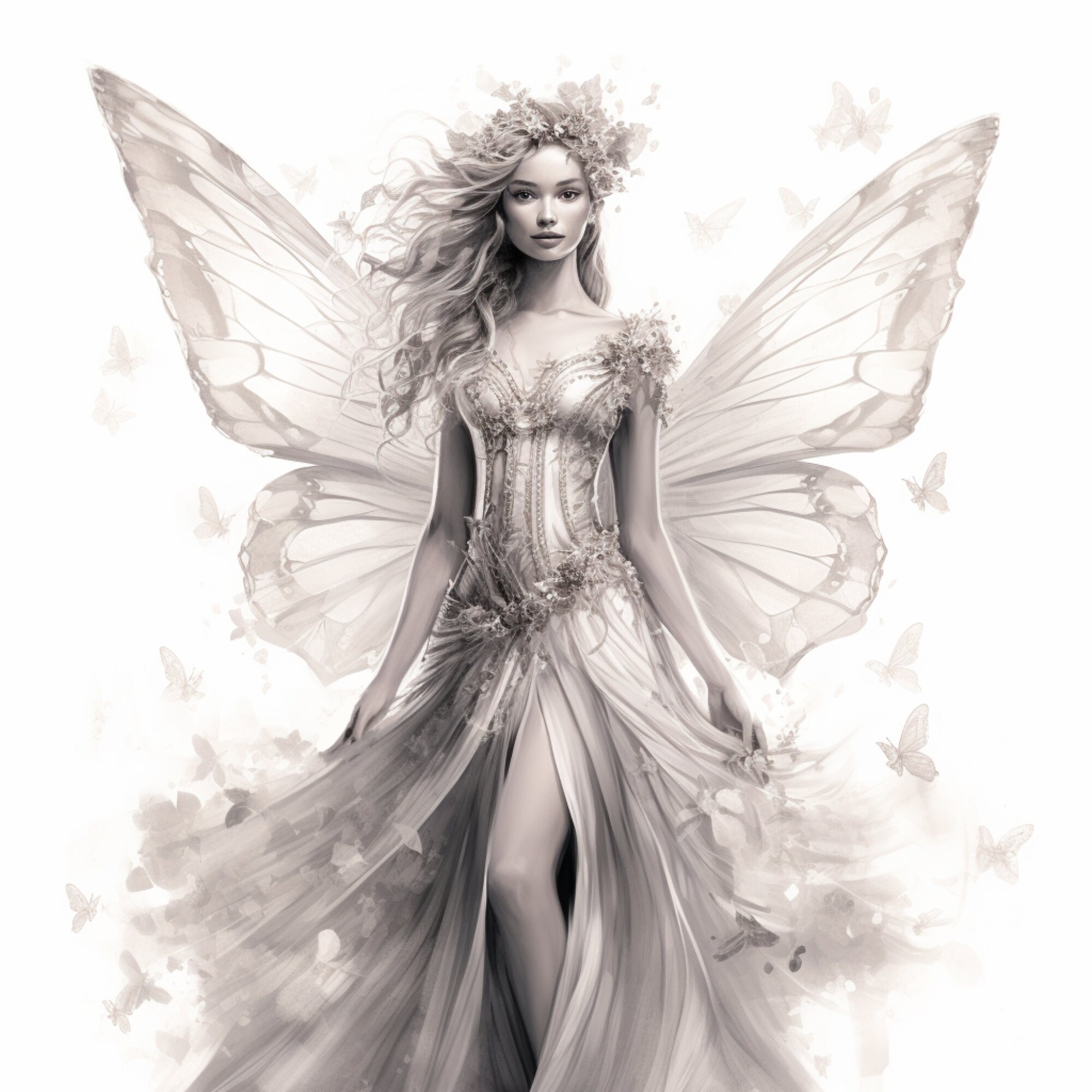 Fairies, Black and White, Digital Download, Clip Art, Journals ...