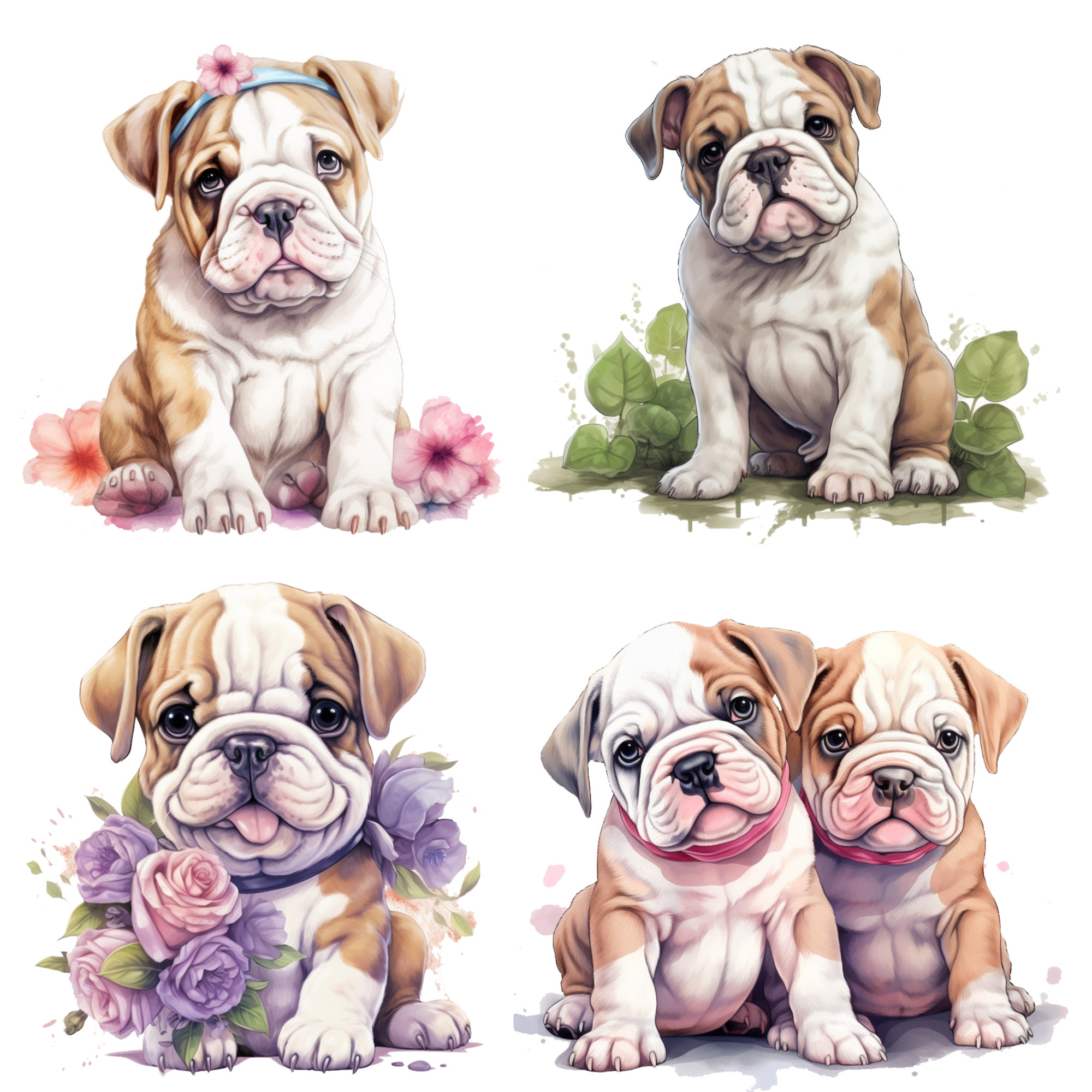Bulldog Puppy Clip Art, 14 High Quality Images, Digital Paper ...