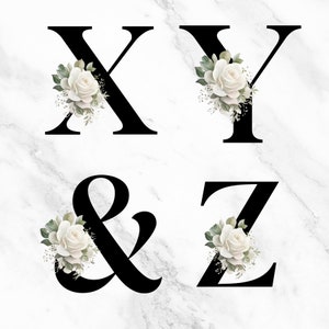 Black and White Floral Letter Clip Art, Decorative Alphabet, Ornate ...