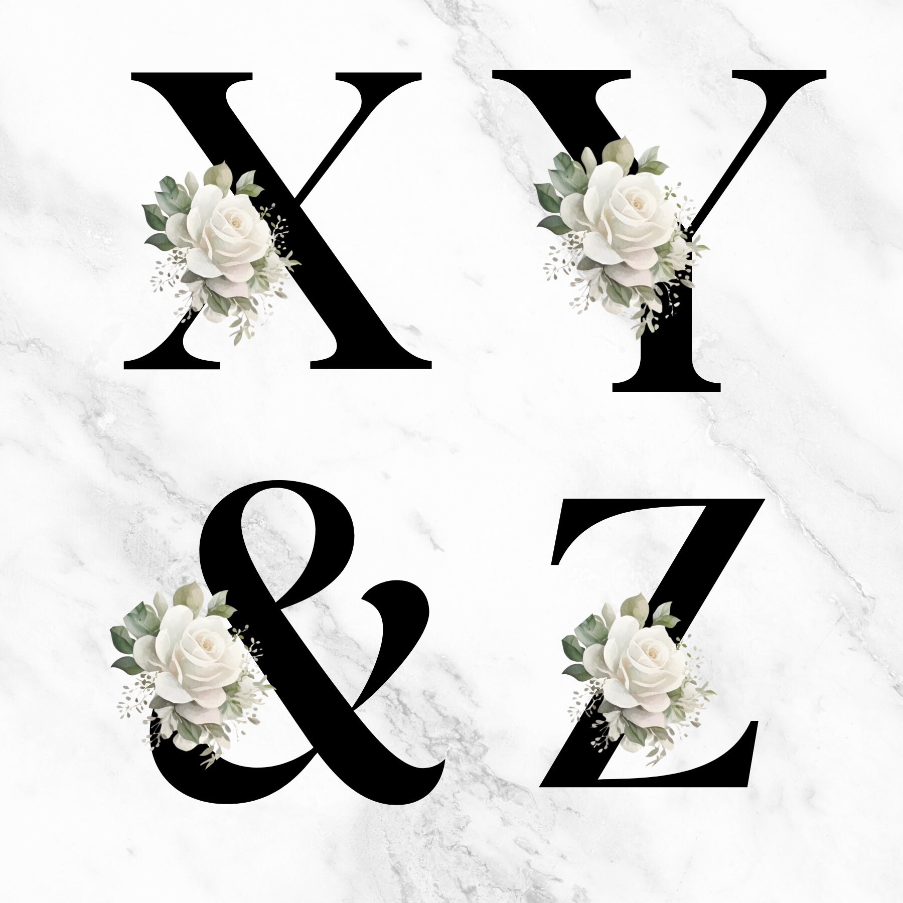 Black and White Floral Letter Clip Art, Decorative Alphabet, Ornate ...