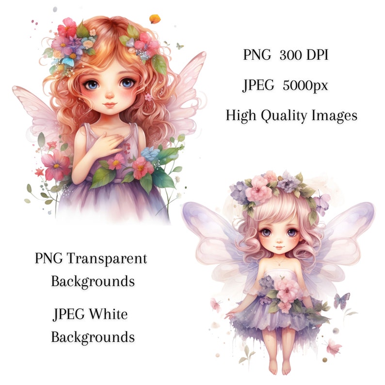Floral Chibi Fairy Clip Art, 14 High Quality Images, Digital Paper ...