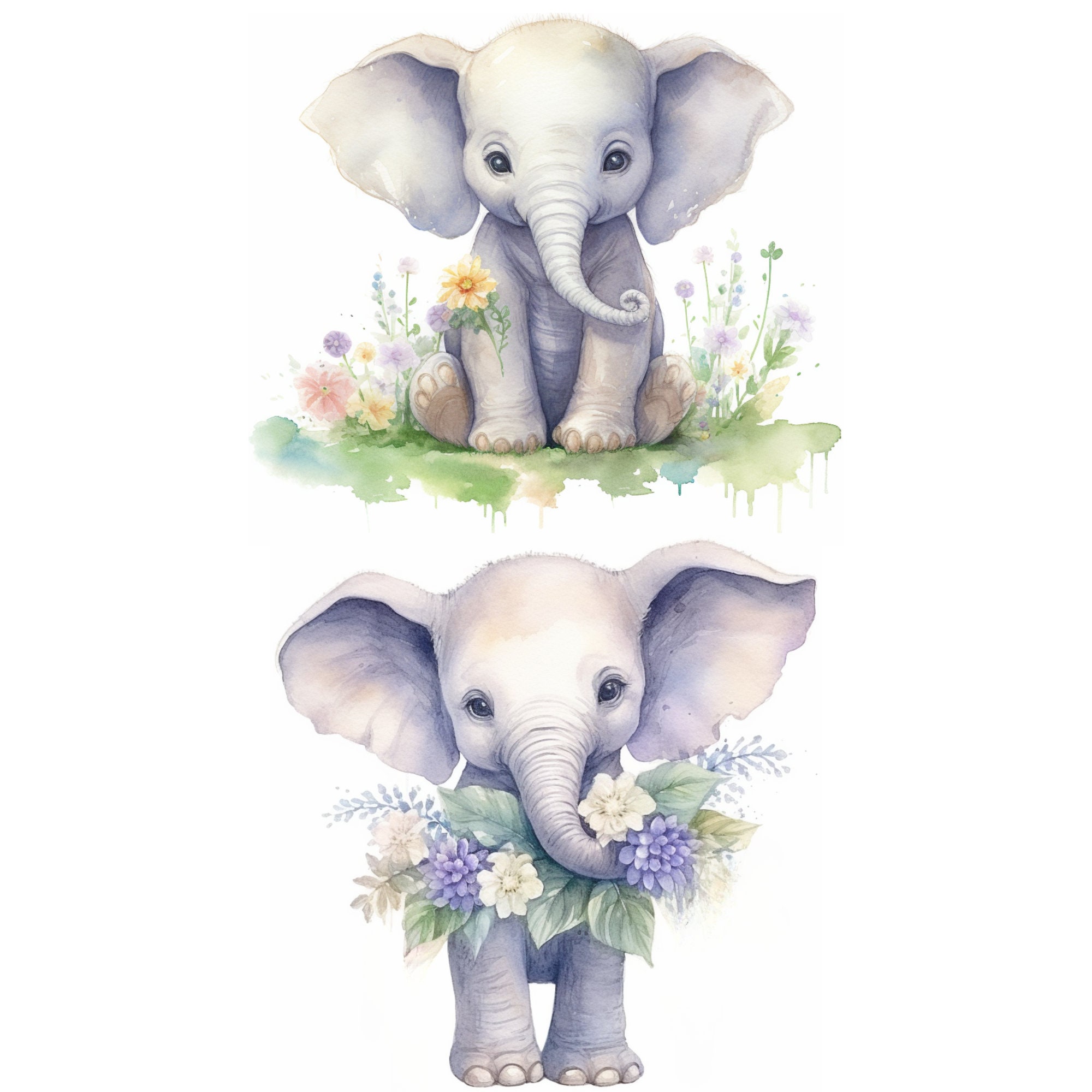 Baby Elephant Clip Art, High Resolution Images, Digital Download ...