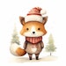 Christmas Foxes Clip Art, 15 High Resolution PNG Images, Digital ...