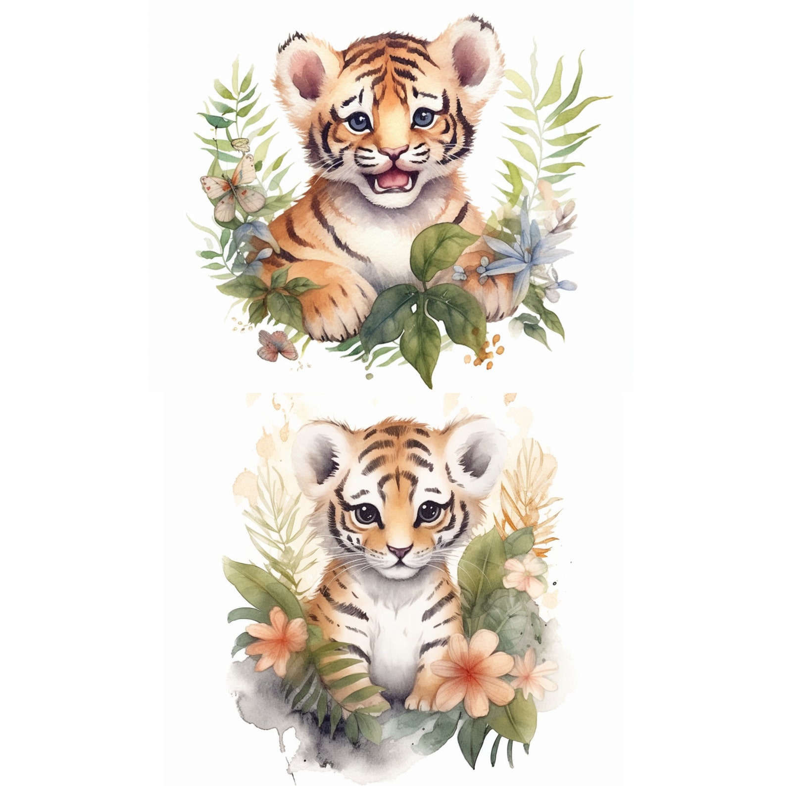 Cute Tiger Cub Clip Art, 15 High Quality Images, Digital Download ...