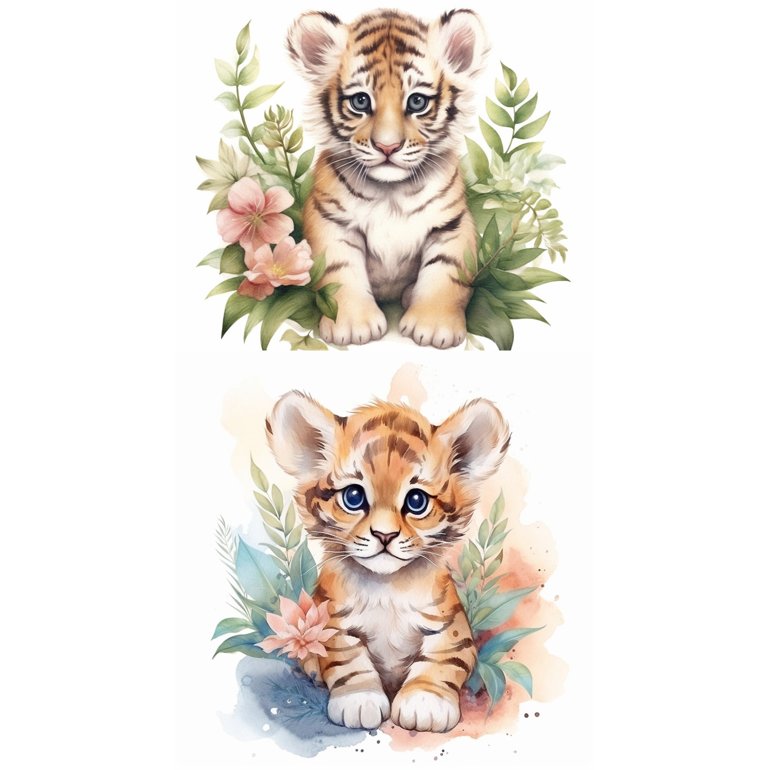 Cute Tiger Cub Clip Art, 15 High Quality Images, Digital Download ...