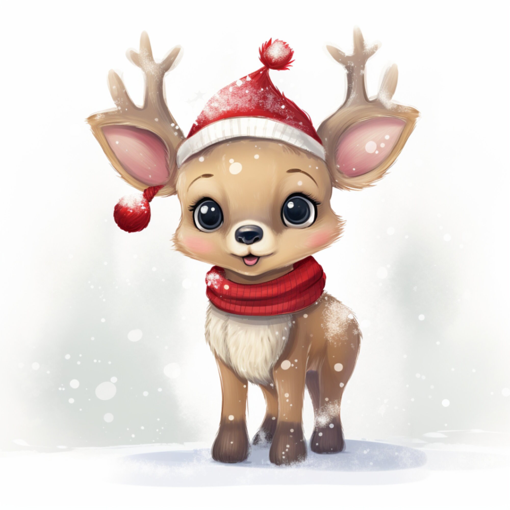 Christmas Reindeer Clip Art, 10 High Resolution PNG Images, Digital ...