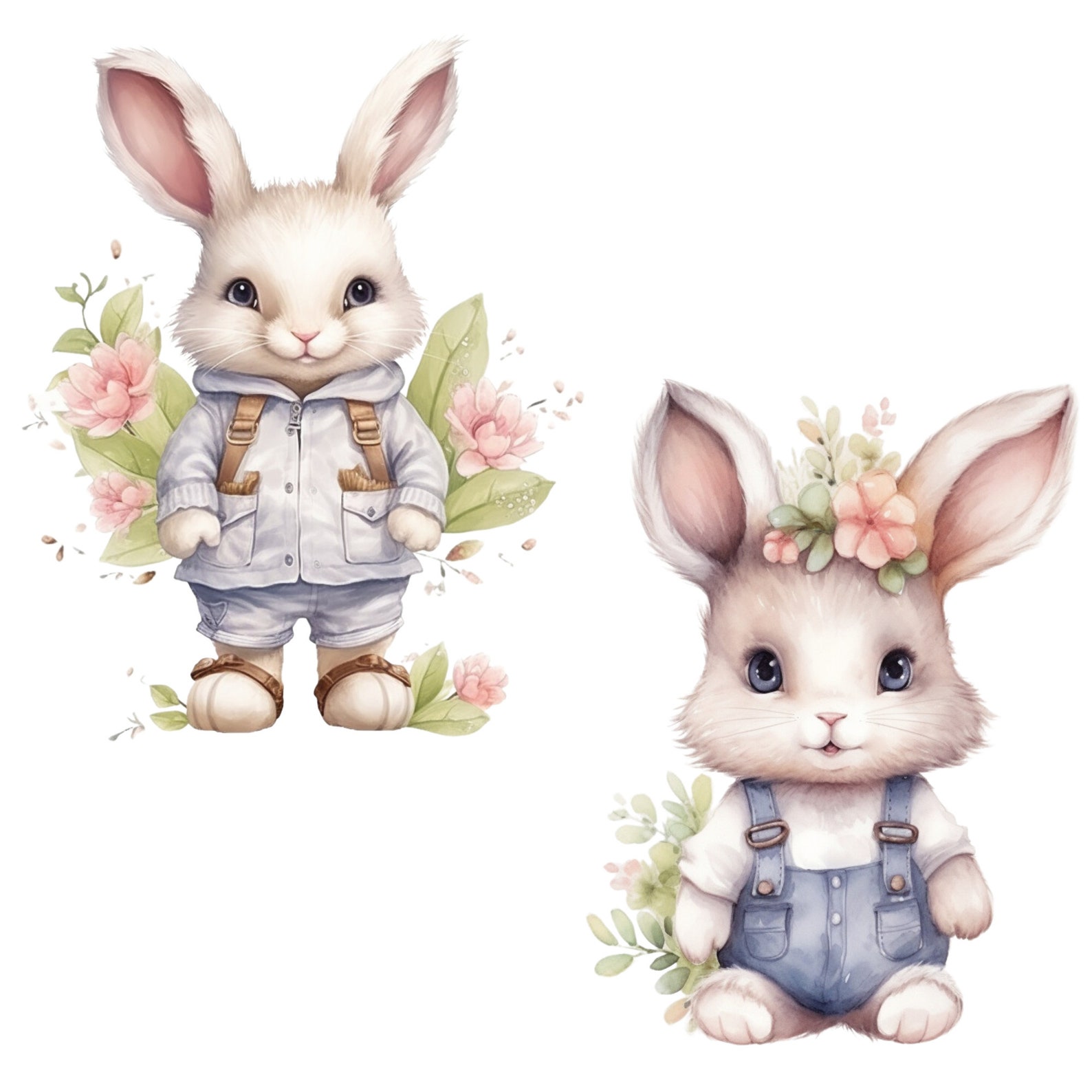 Cute Bunny Clip Art, 12 High Quality Images, Digital Download, Digital ...