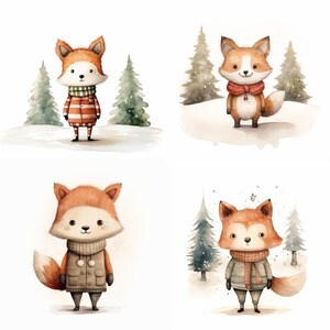 Christmas Foxes Clip Art, 15 High Resolution PNG Images, Digital ...