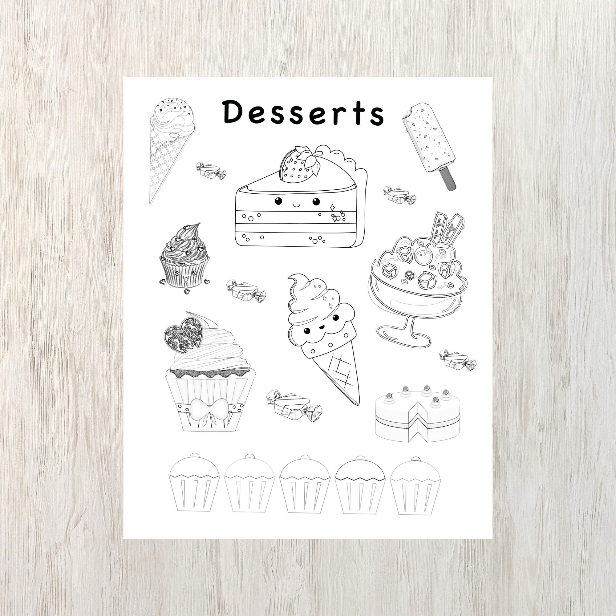 Food Themed Coloring Pages for Children Cute and Entertaining - Etsy