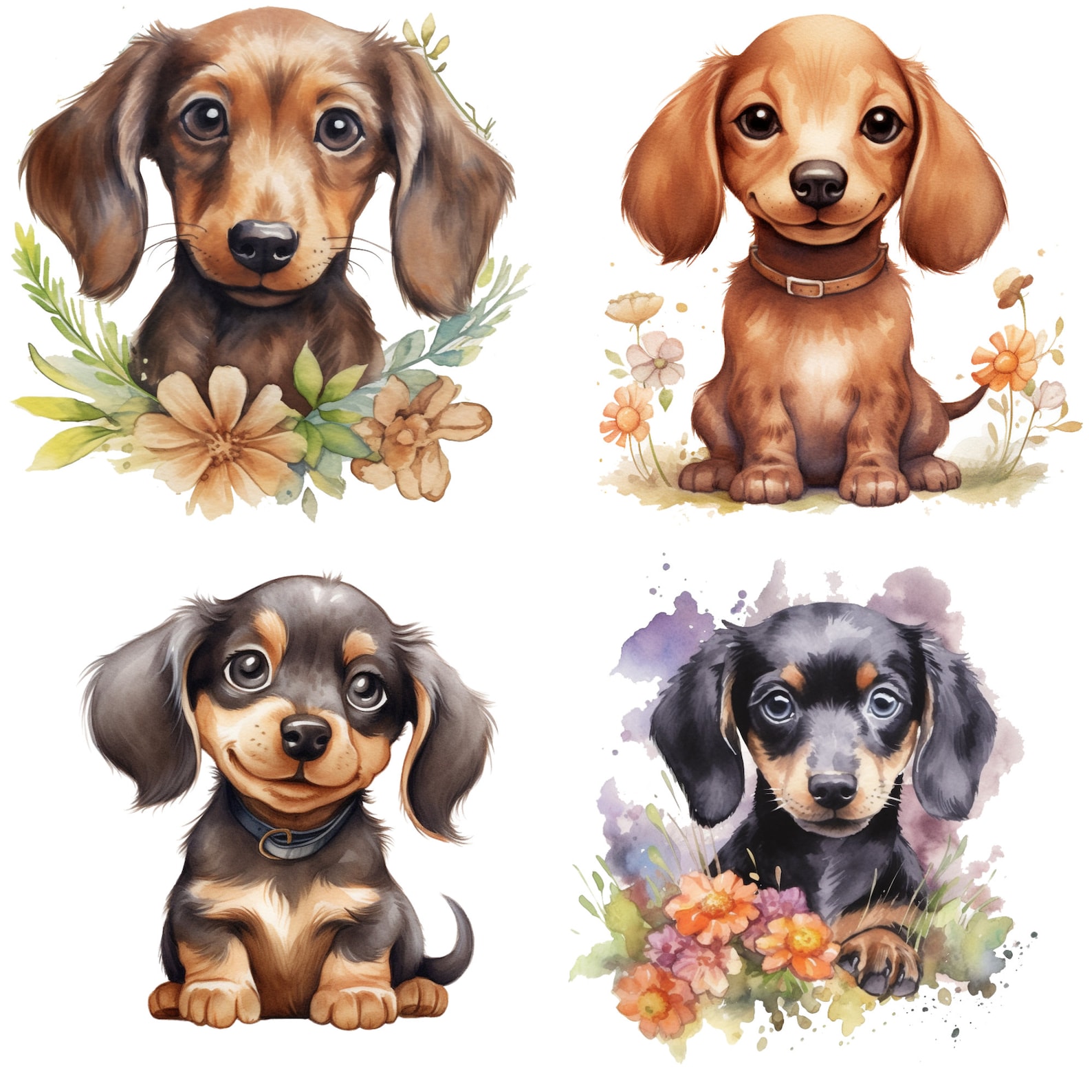 Dachshund Puppy Clip Art, 18 High Quality Images, 3 Formats, Digital ...