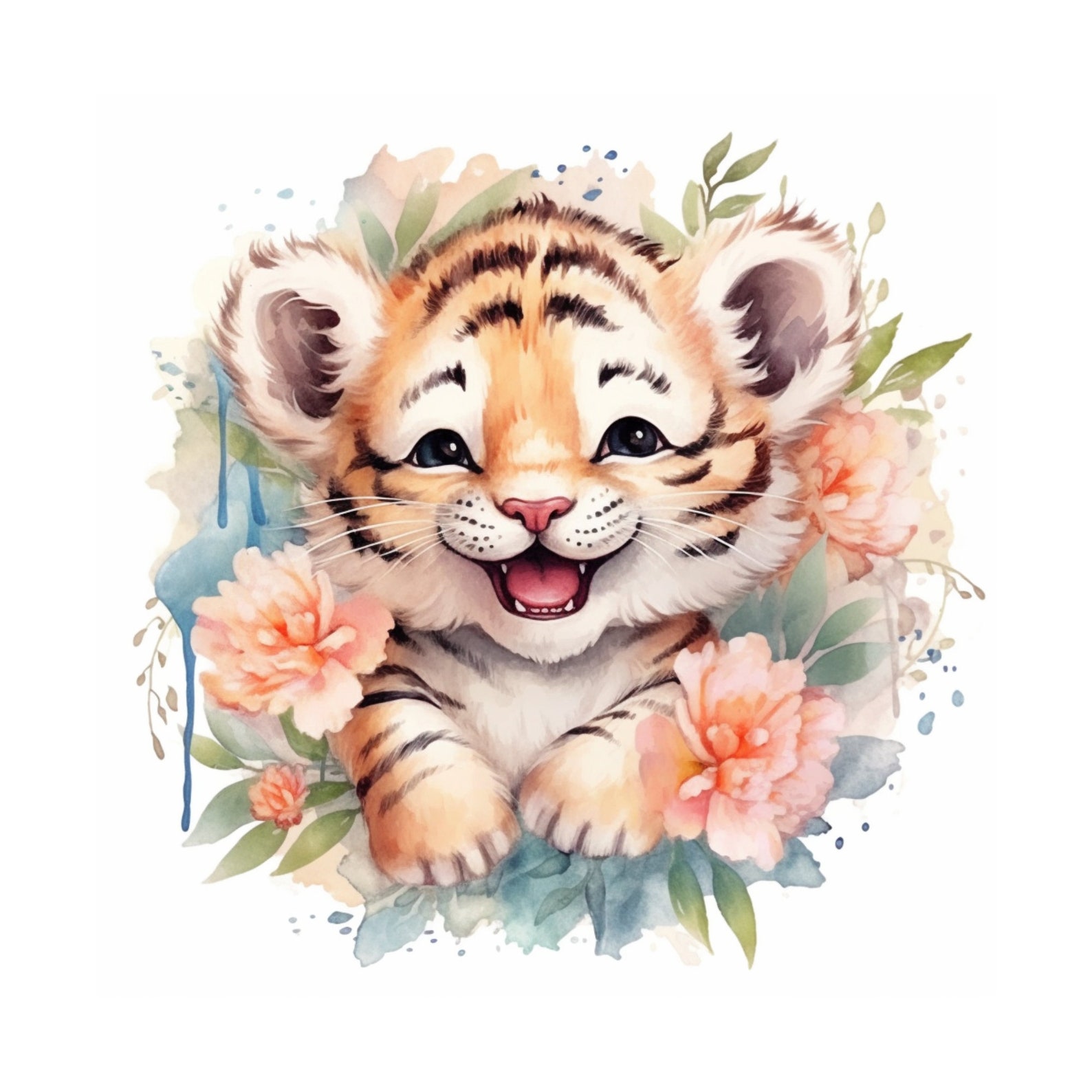 Cute Tiger Cub Clip Art, 15 High Quality Images, Digital Download ...