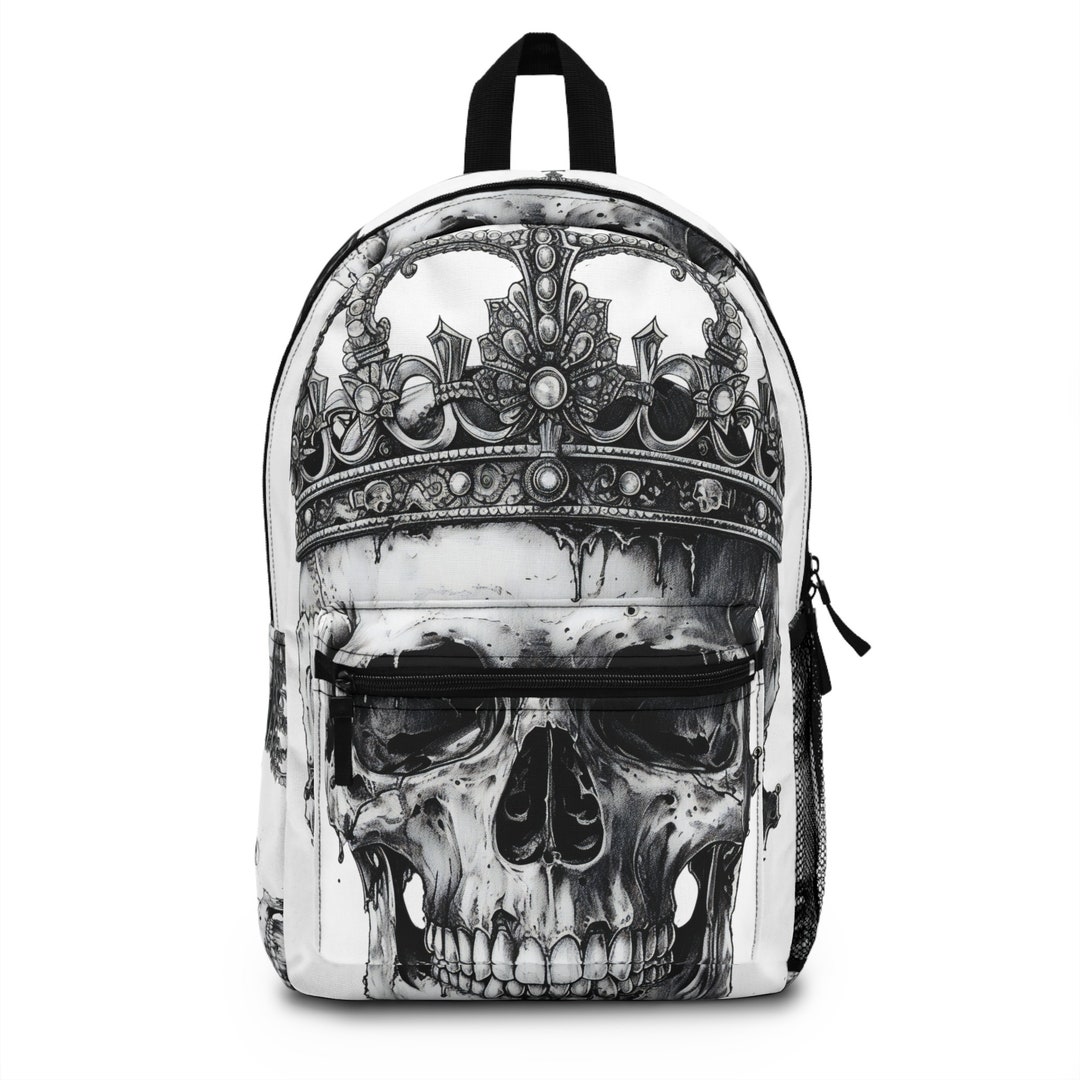 Gothic Skull Backpack With Crown Print, Edgy Streetwear Bag for Alt ...