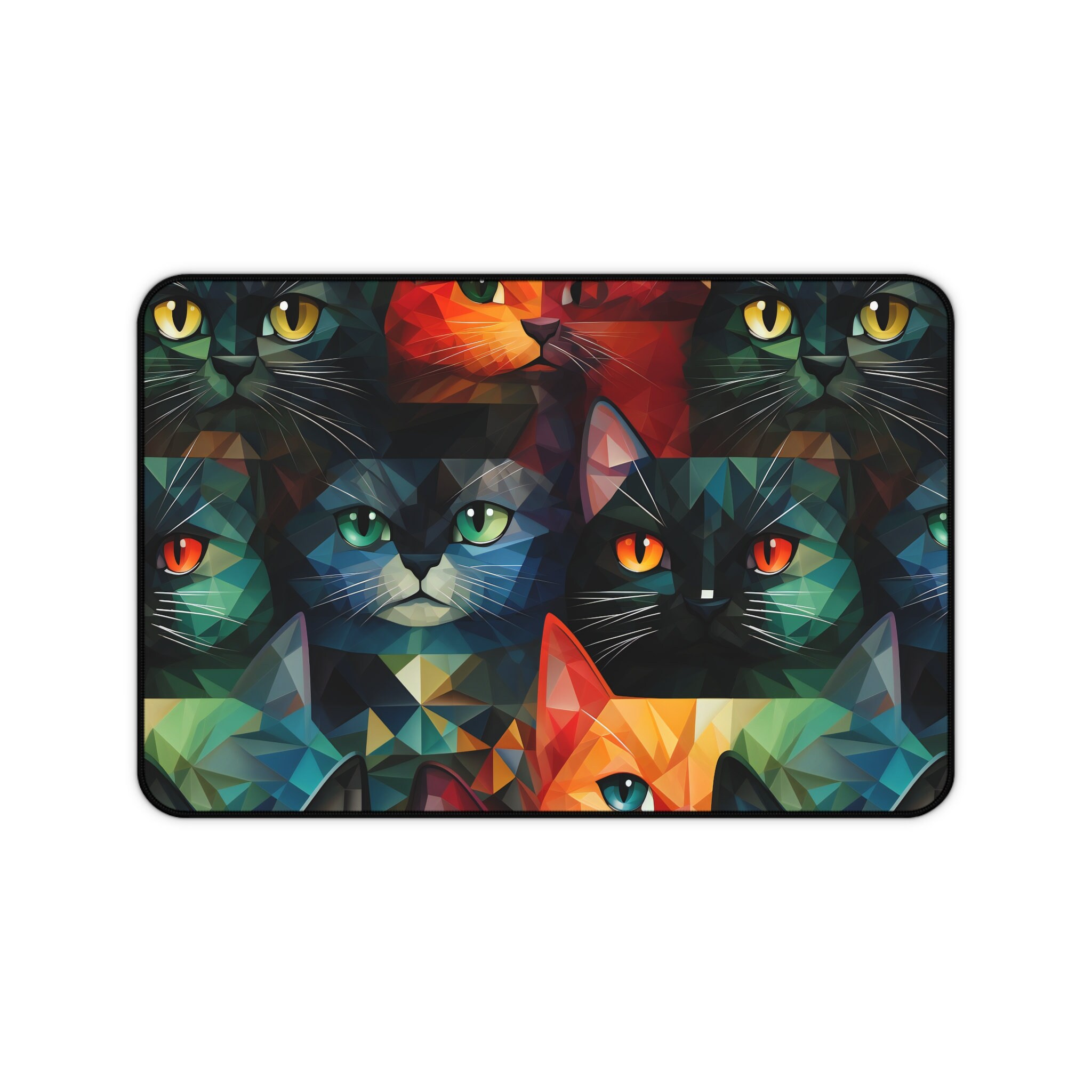 Geometric Cat Desk Mat Colorful Large Mouse Pad for Cat Lovers - Etsy