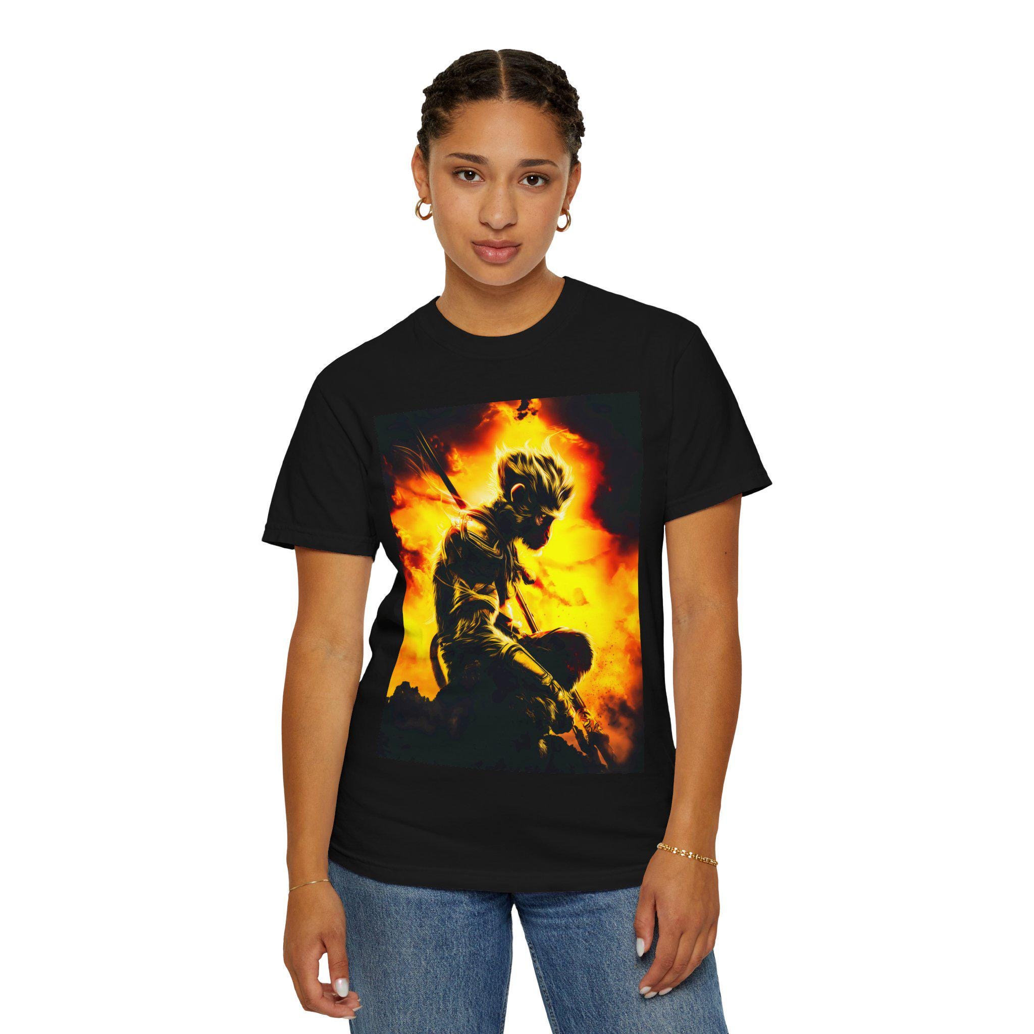 Sun Wukong Fire T-shirt Monkey King Chinese Myth Warrior Flame Graphic ...