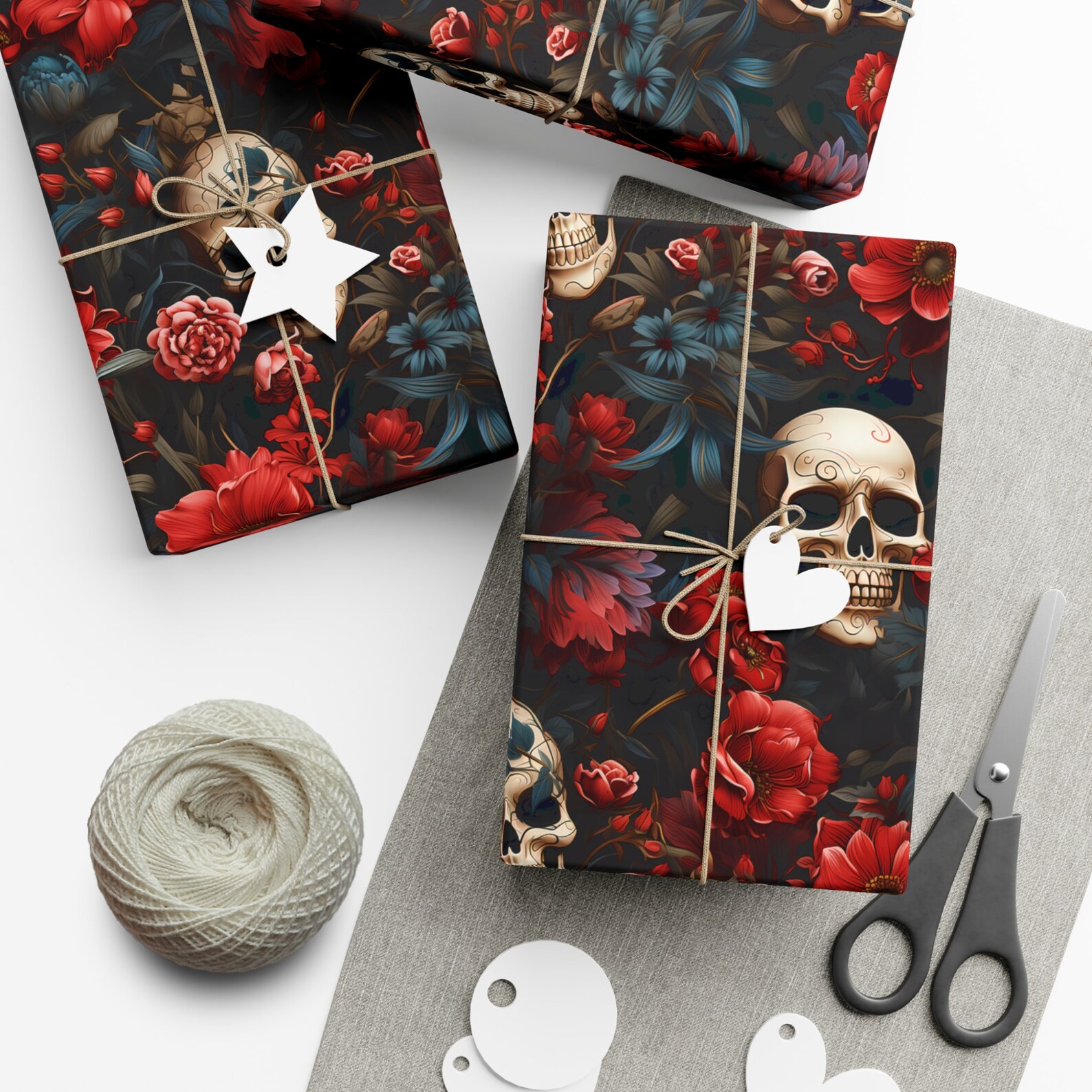 Red Roses and Skulls Goth Gift Wrap Papers - Etsy