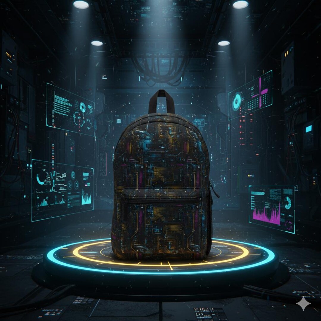Futuristic Circuit Backpack | Tech-inspired Bag for Students, Travelers ...