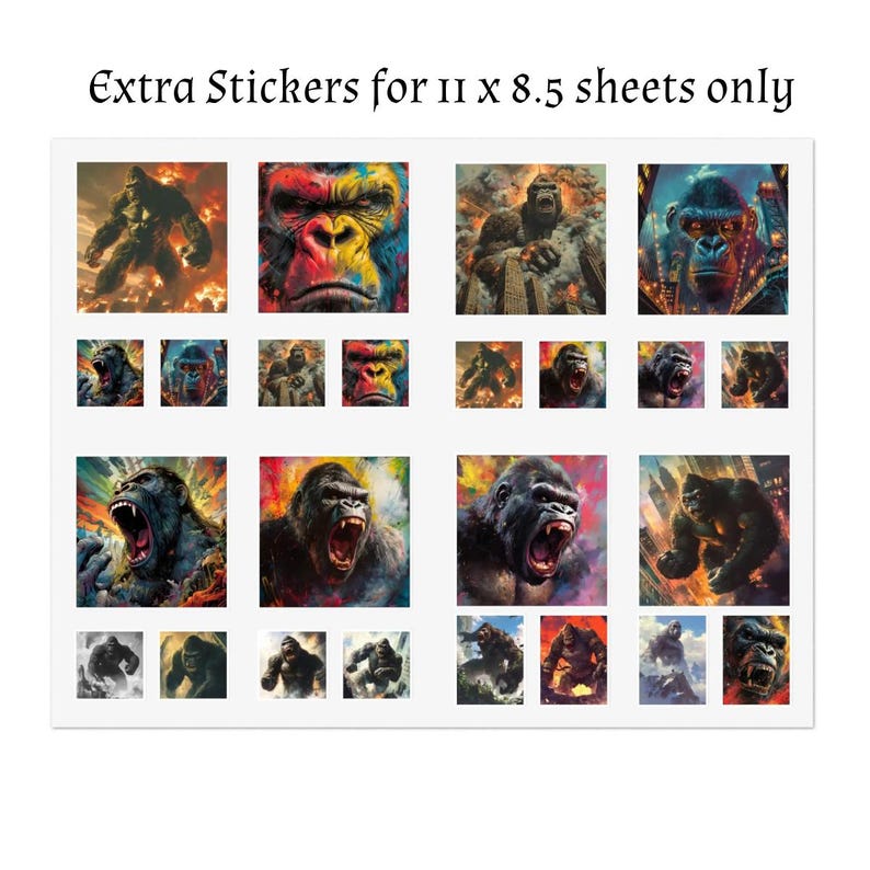 King Kong Sticker Sheet Epic Gorilla Stickers for Journals, Crafts, and ...