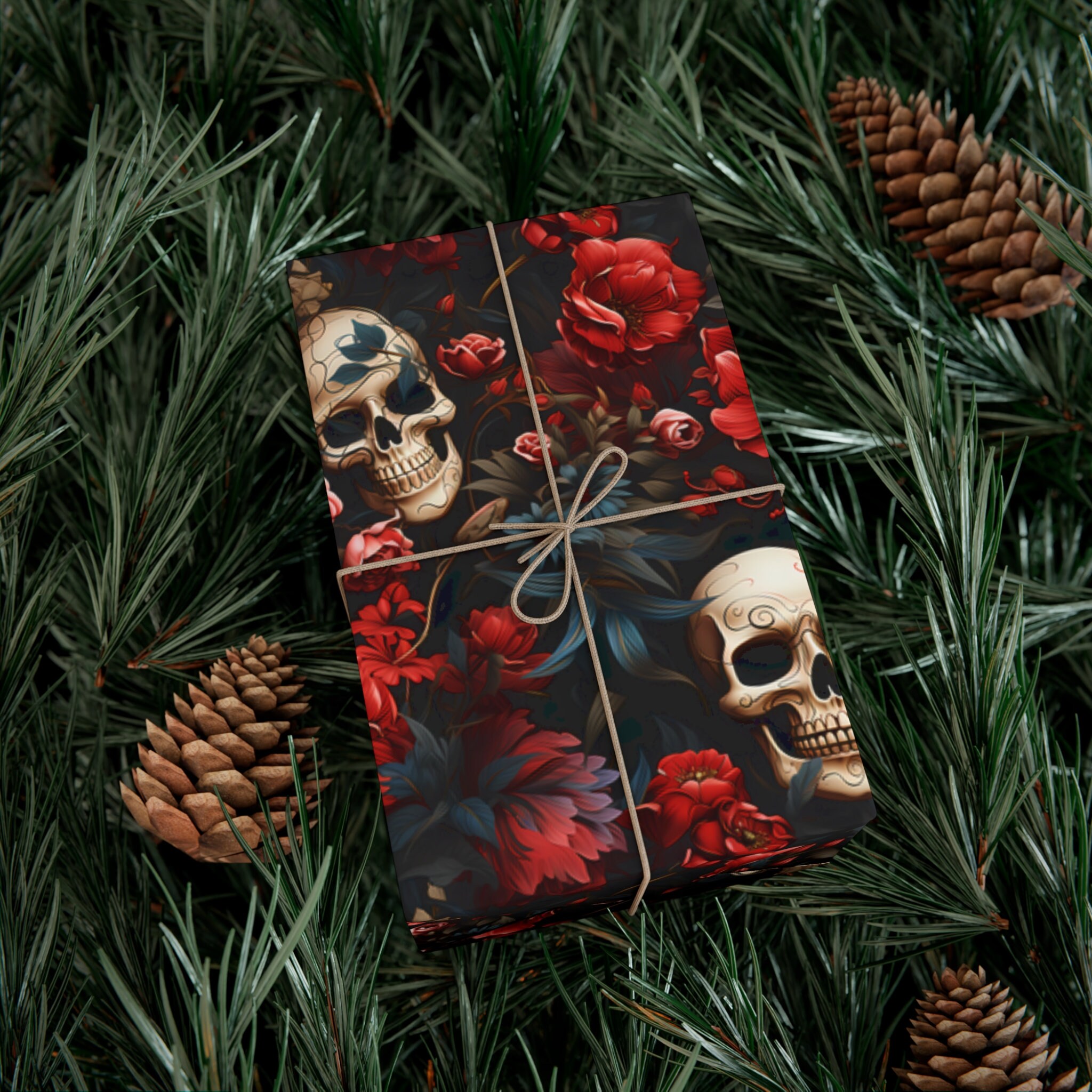 Red Roses and Skulls Goth Gift Wrap Papers - Etsy