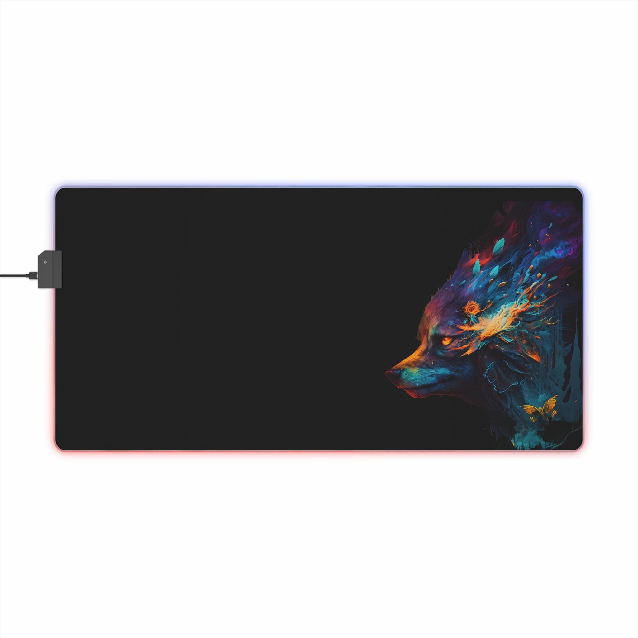 RGB Gaming Mouse Pad With Vibrant Wolf Design - Large LED Mat for ...