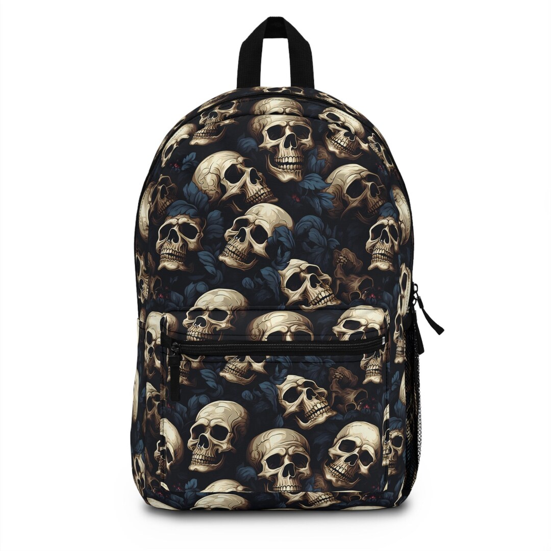 Black Gothic Flowers and Skulls Backpack - Etsy