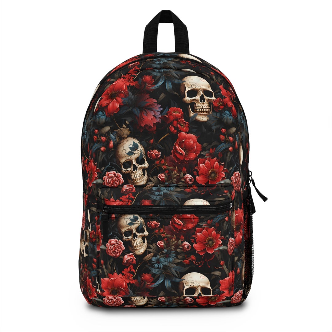 Gothic Red Roses and Skulls Backpack - Etsy