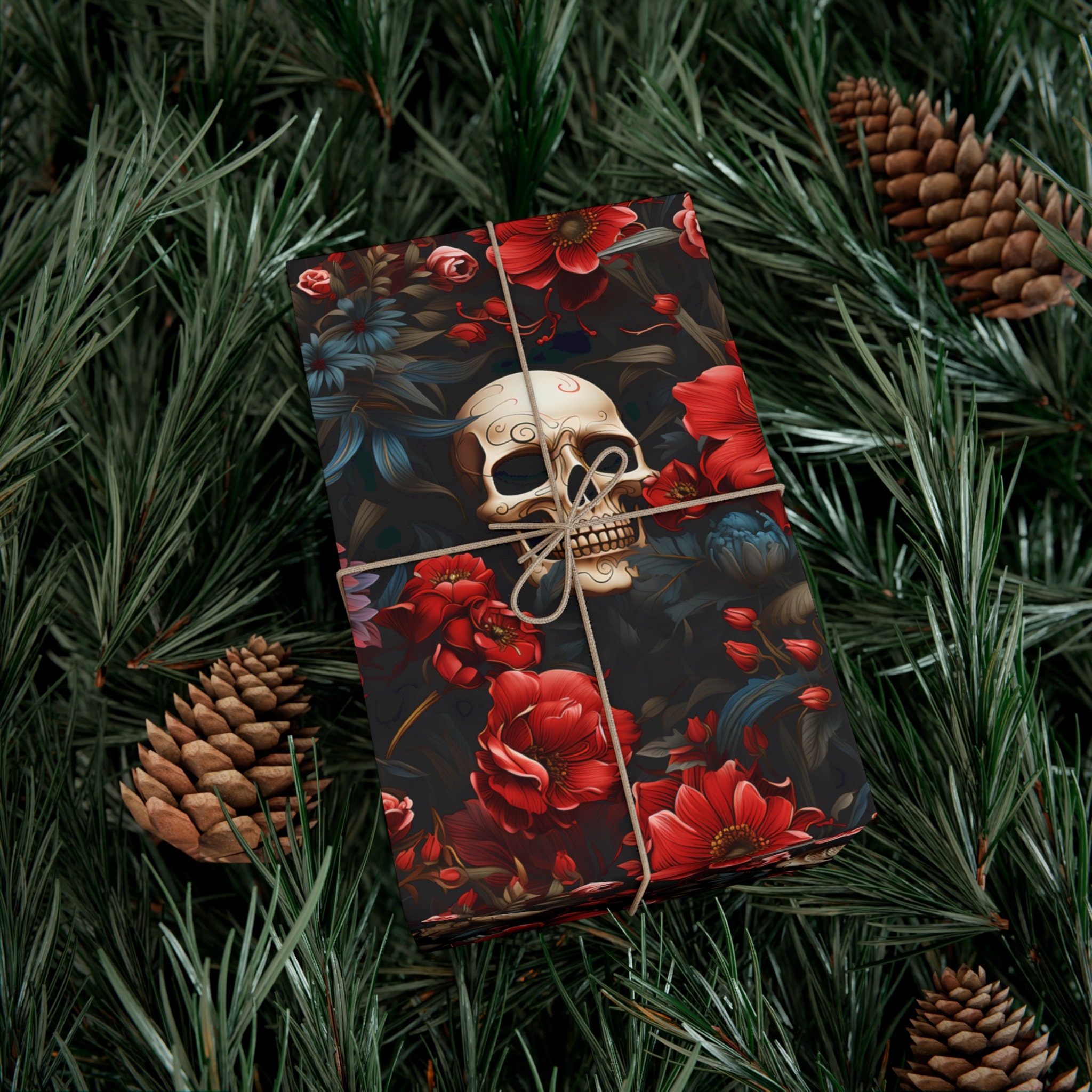 Red Roses and Skulls Goth Gift Wrap Papers - Etsy