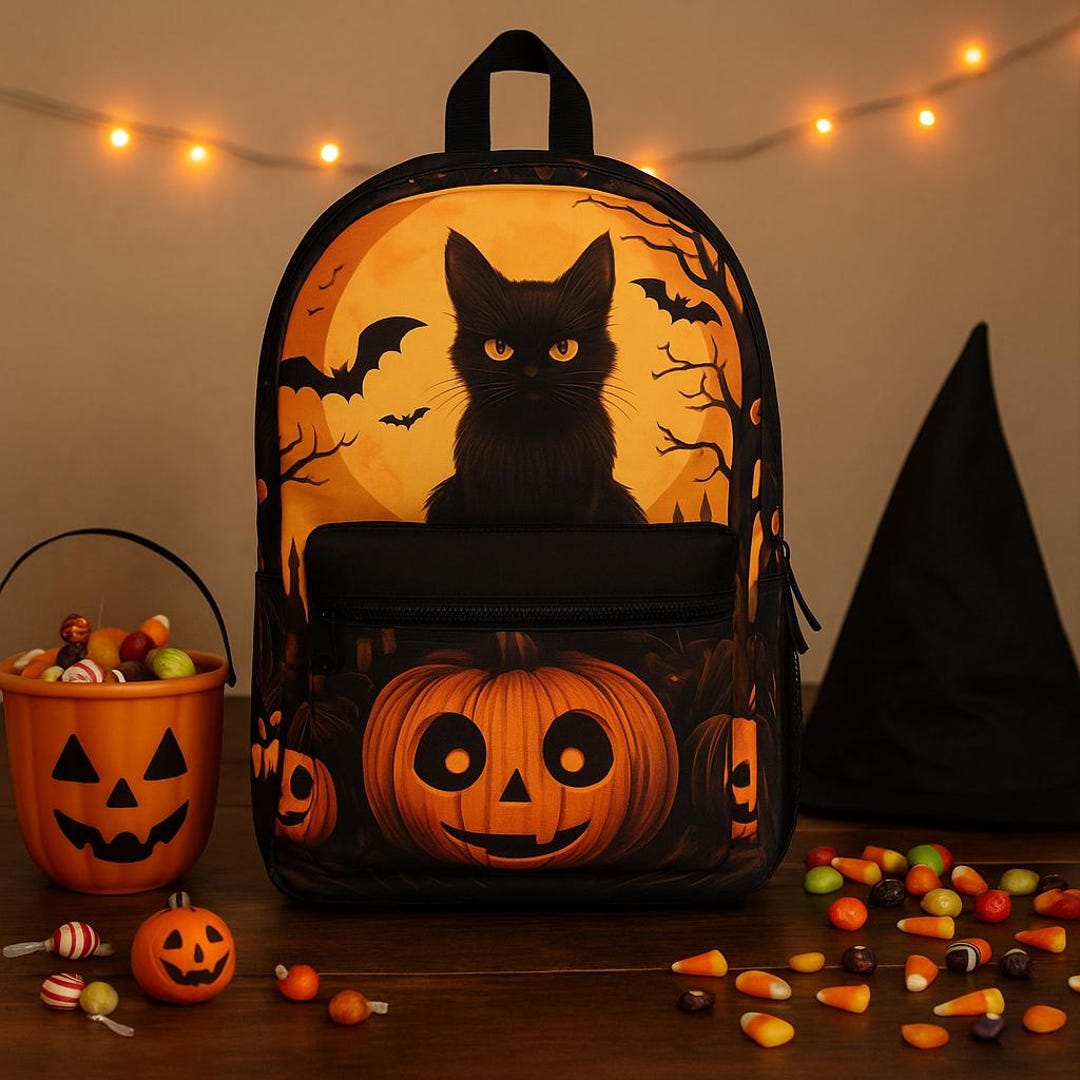 Halloween Black Cat Backpack - Etsy