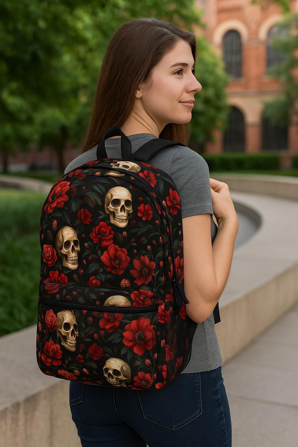 Gothic Red Roses and Skulls Backpack - Etsy